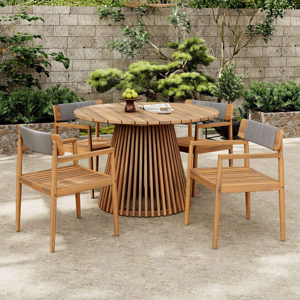 Premium 5-Piece Acacia Wooden Outdoor Furniture Patio Set With Dining ...